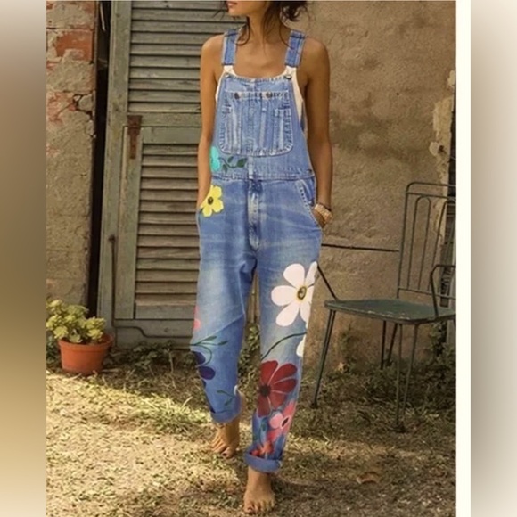 MISSLOOK | Pants & Jumpsuits | New Misslook Light Denim Bib Handpainted ...